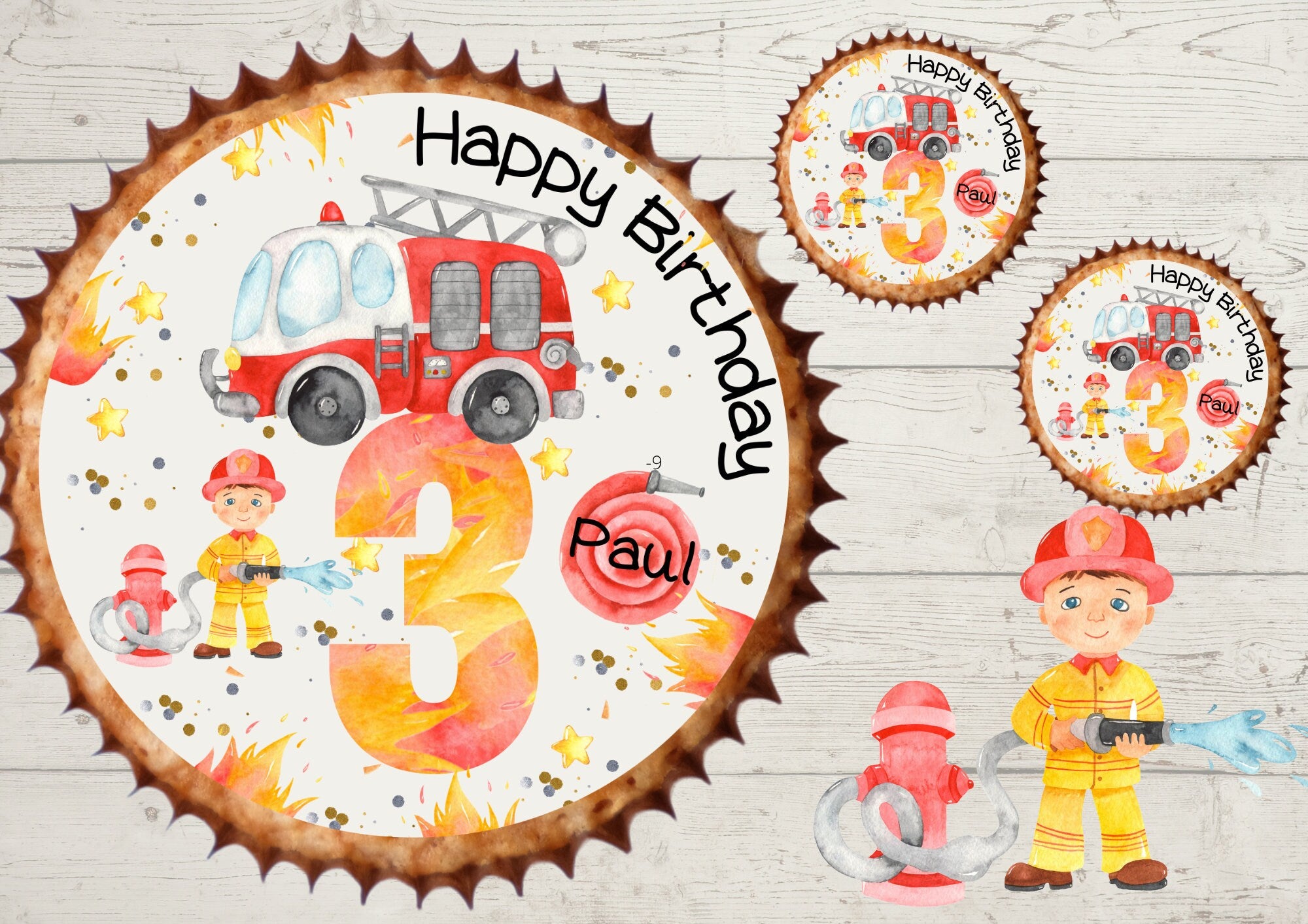 Muffin ripper Fondant Birthday Fire Brigade Firefighters